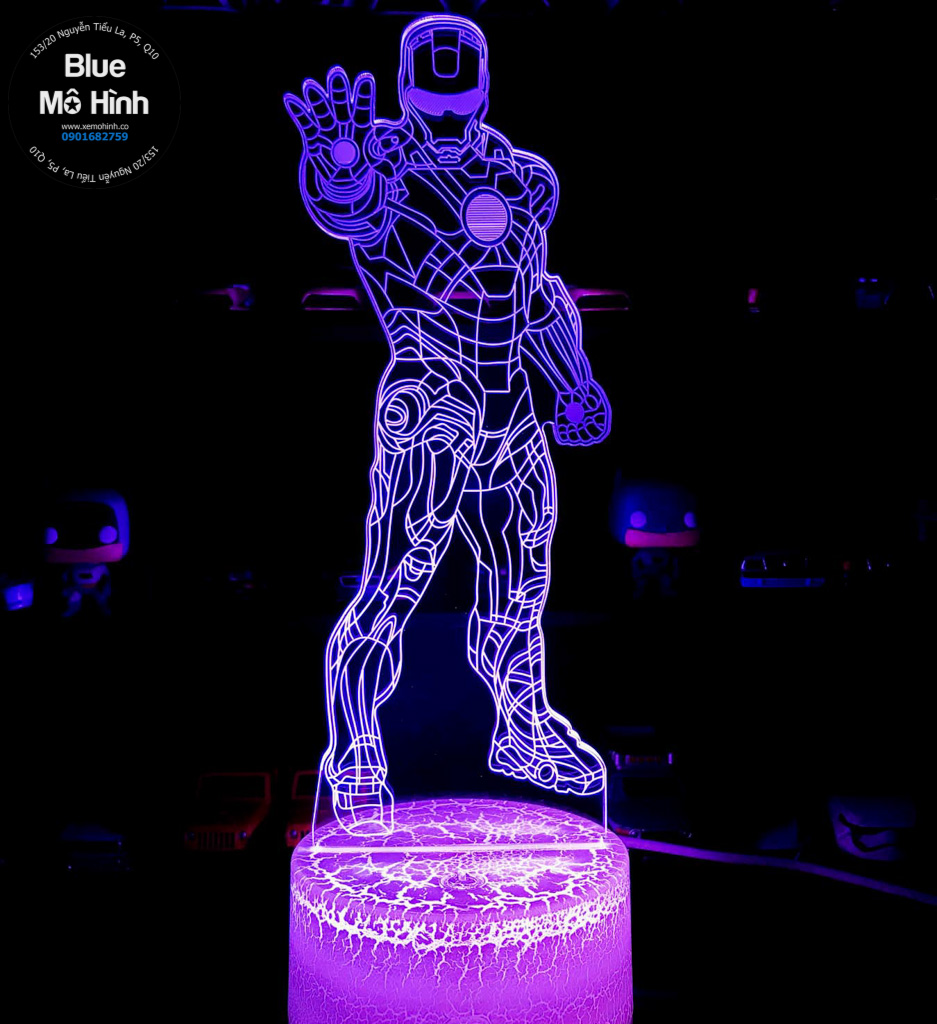 Đèn LED mô hình nhân vật Iron man - Blue Mô Hình