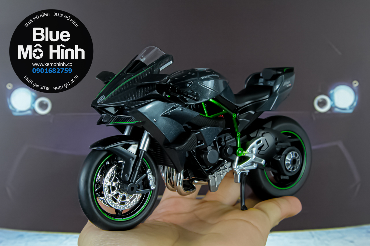 Mô hình xe Moto Kawasaki Ninja H2R sáng đèn tỷ lệ 1:12 - Blue Mô Hình