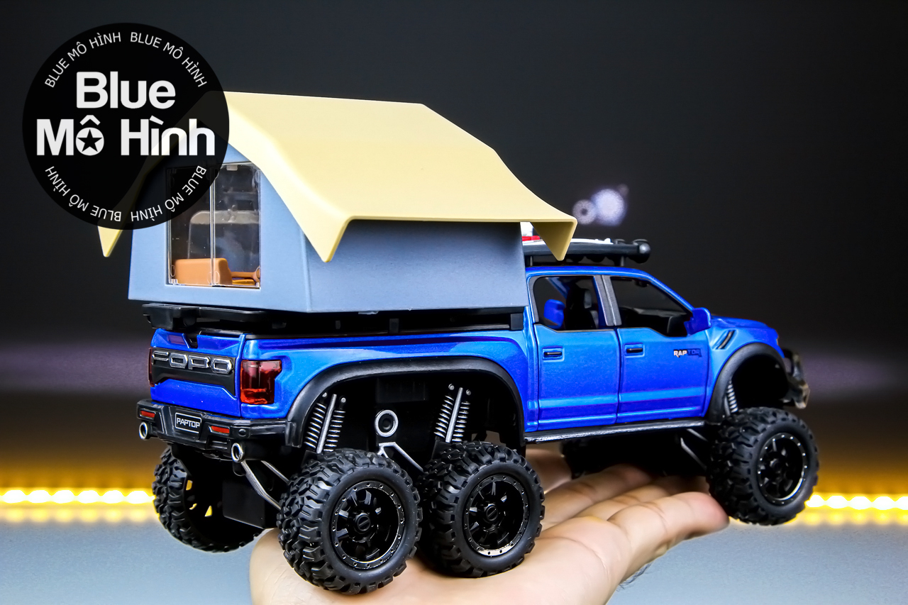 Xe mô hình Ford F150 Raptor Camping xe cắm trại 1:32 - Blue Mô Hình