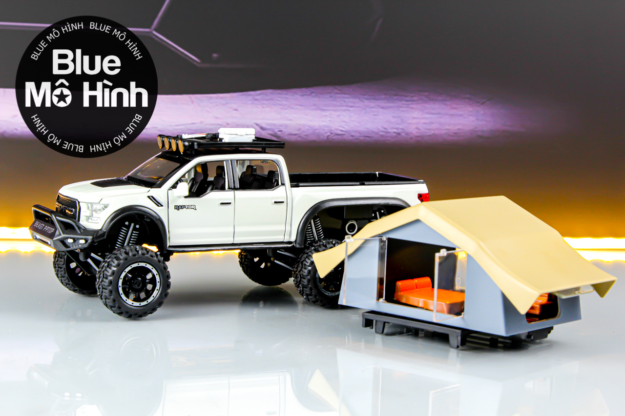 Xe mô hình Ford F150 Raptor Camping xe cắm trại 1:32 - Blue Mô Hình