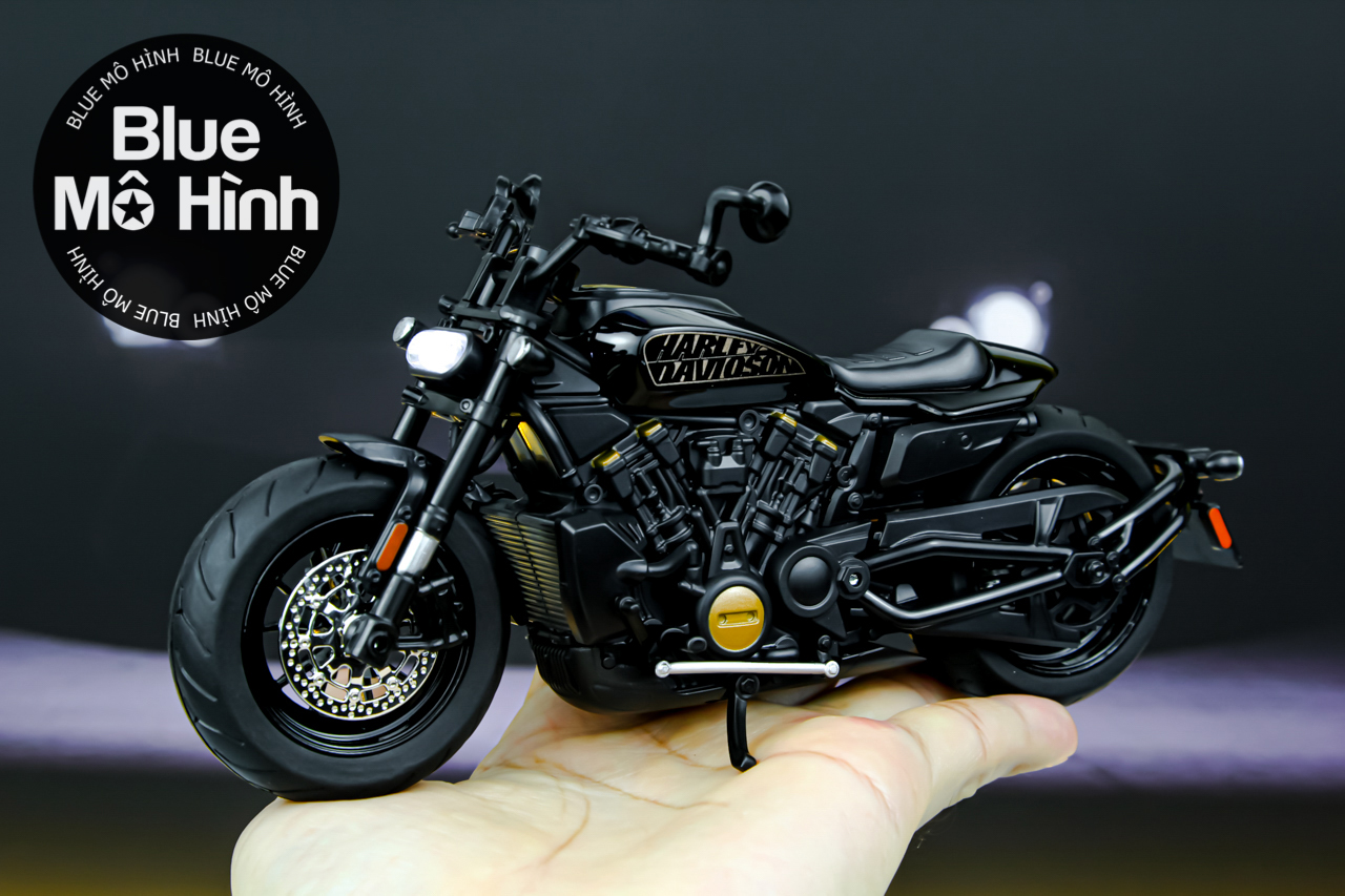 Xe mô hình mô tô Harley Davidson Sportster S 1:12 sáng đèn - Blue Mô Hình