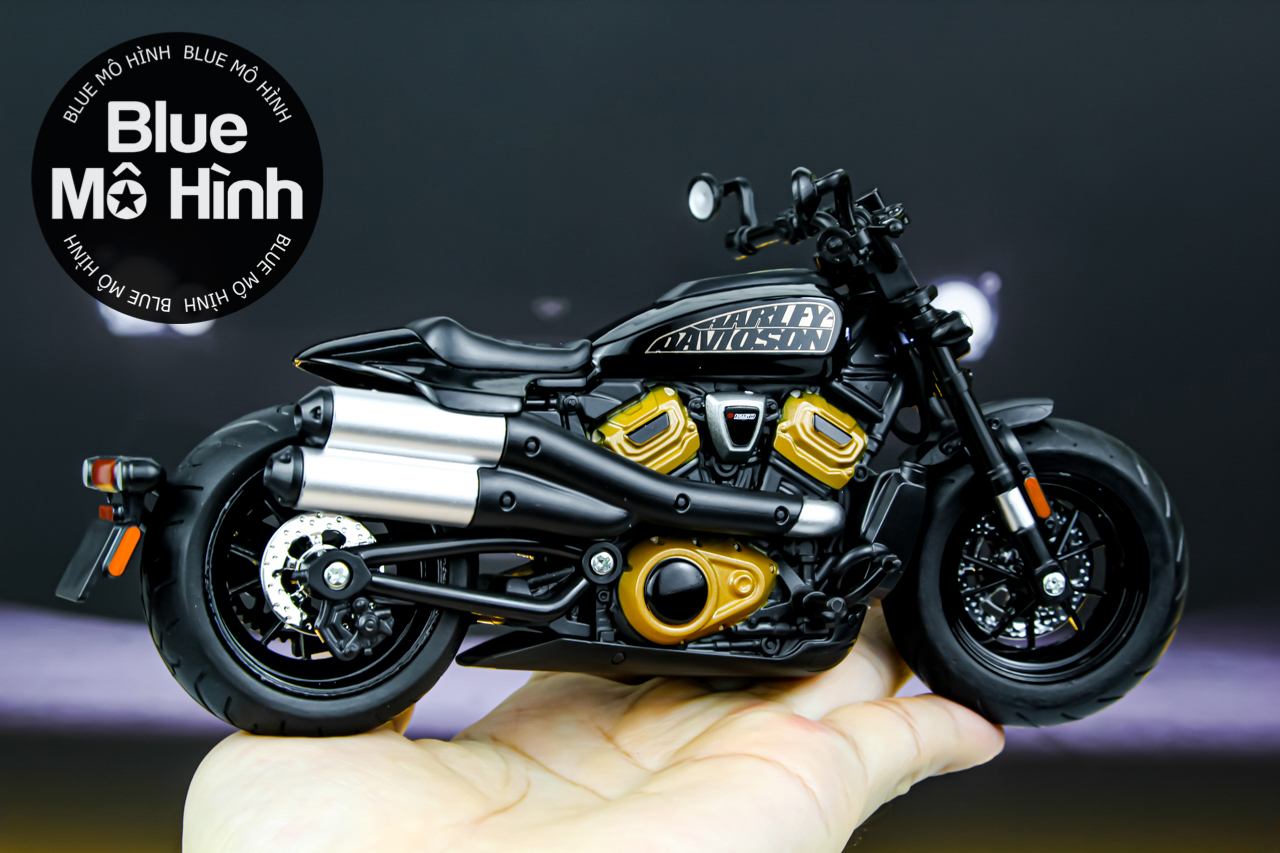 Xe mô hình mô tô Harley Davidson Sportster S 1:12 sáng đèn - Blue Mô Hình