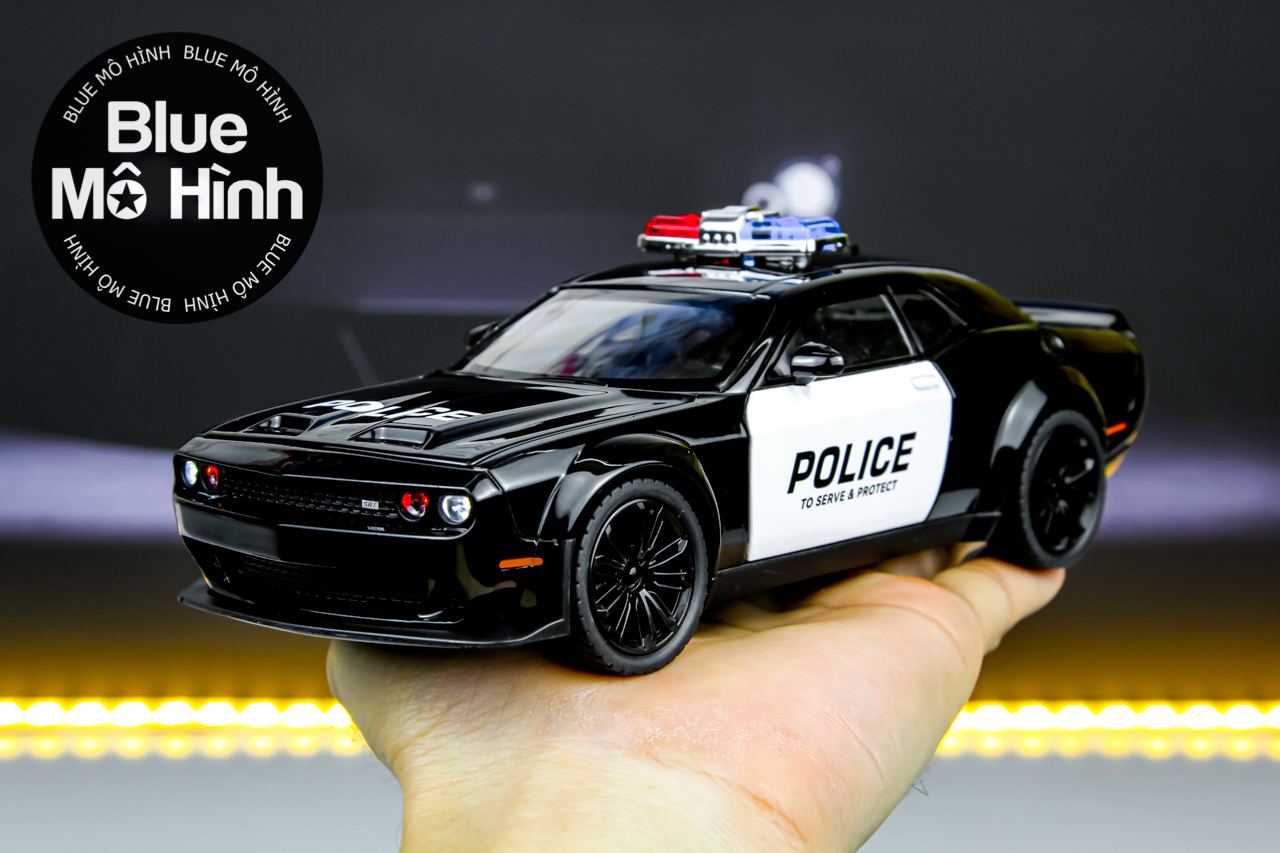Xe mô hình Dodge Challenger SRT Hellcat Police 1:24 Cảnh sát - Blue Mô Hình
