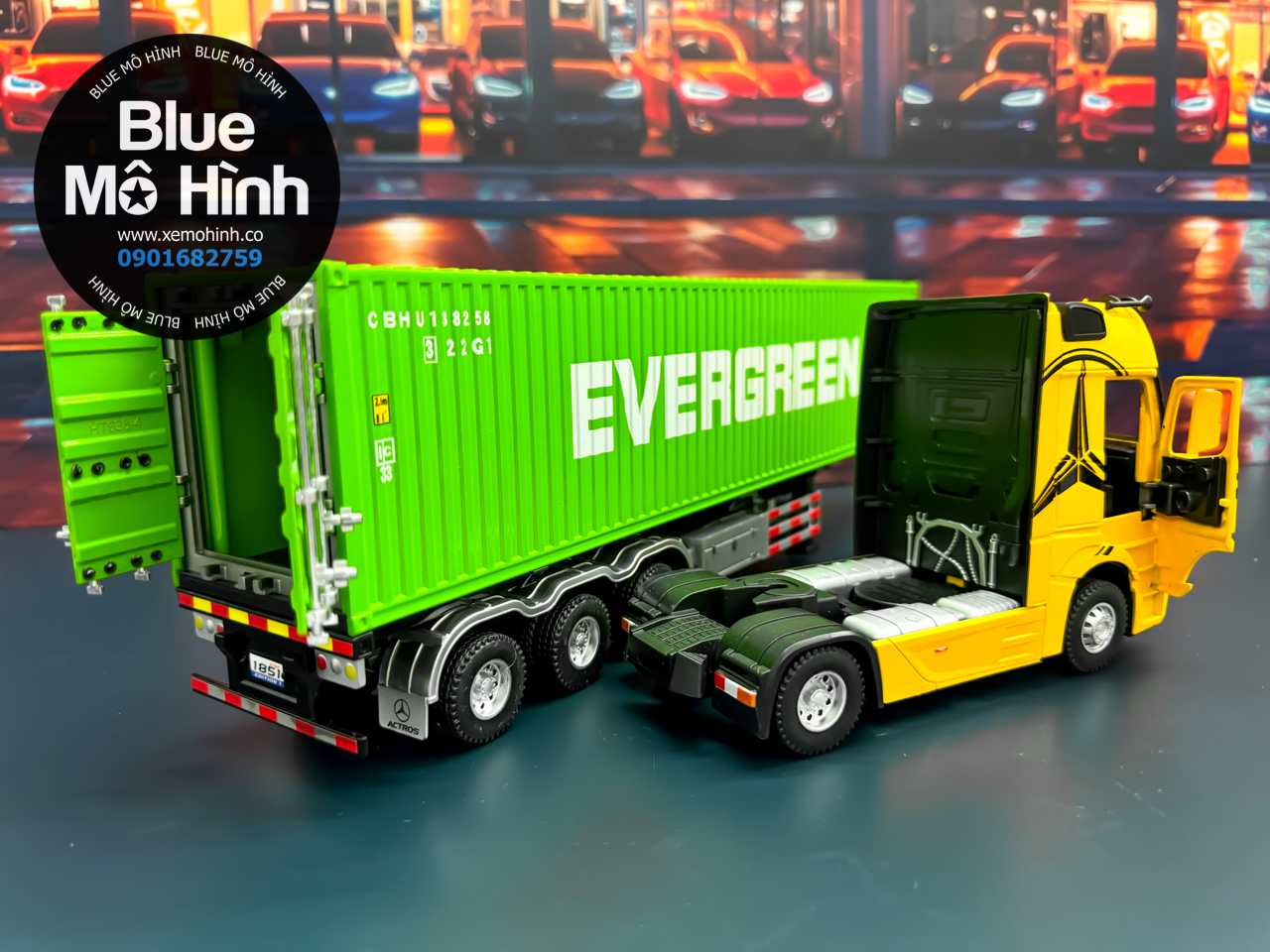 Xe mô hình đầu kéo Container Evergreen 40ft bằng kim loại đầu vuông ...