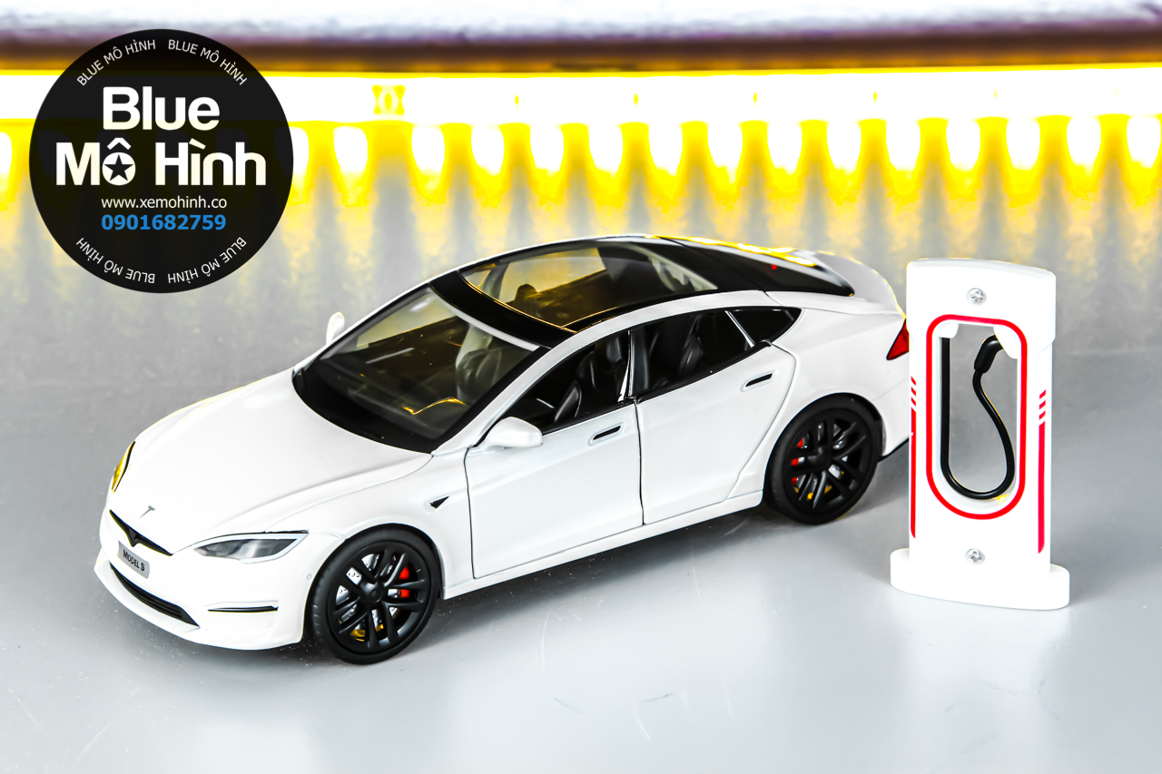 Xe mô hình Tesla Model S xe điện 1:24 - Blue Mô Hình