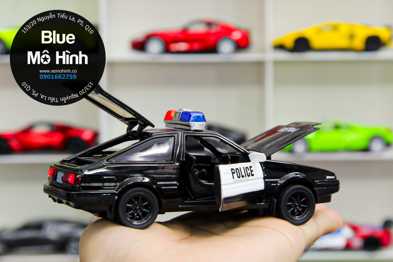 Xe mô hình cảnh sát Toyota AE86 Trueno Initial D police 1:32 - Blue Mô Hình