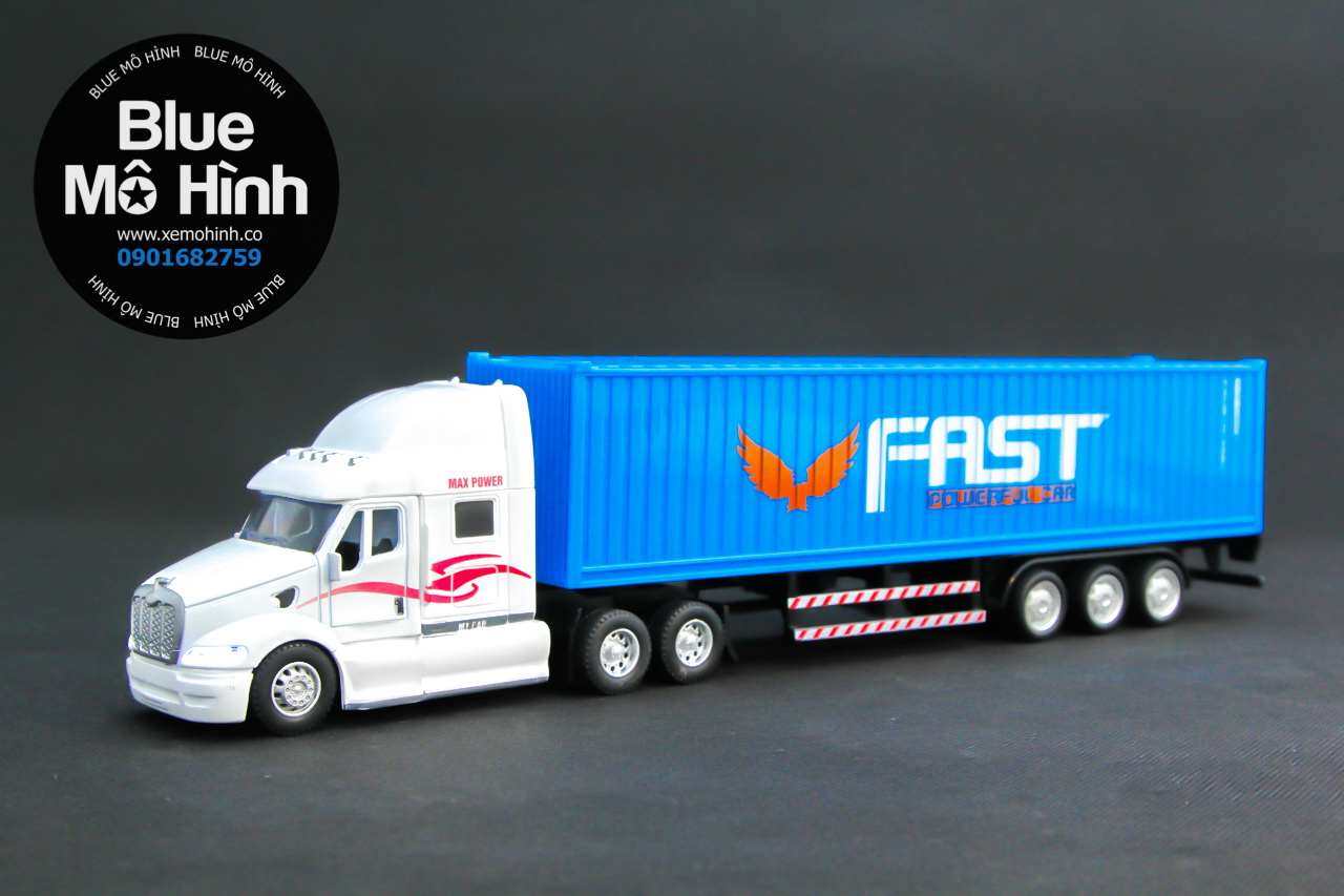 Xe mô hình đầu kéo container đầu xe bằng kim loại - Fast - Blue Mô Hình