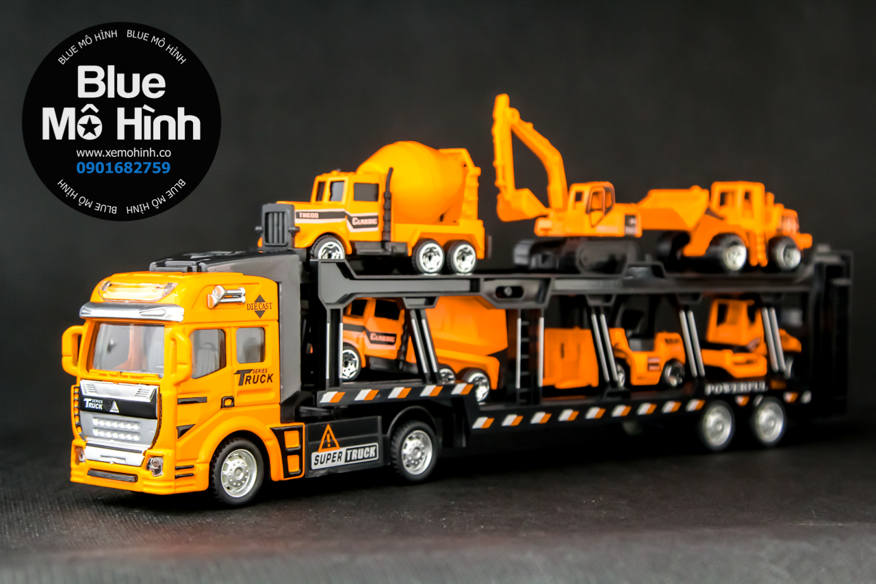 Bộ mô hình xe container vận chuyển - 6 xe công trình bằng kim loại ...