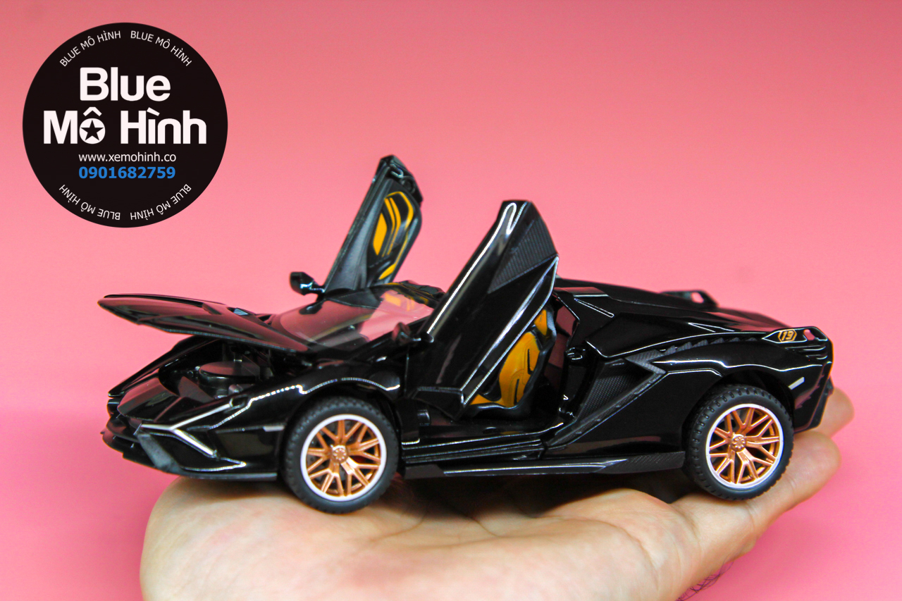 Mô hình xe mui trần Lamborghini Sian Roadster 1:32 Đen - Blue Mô Hình